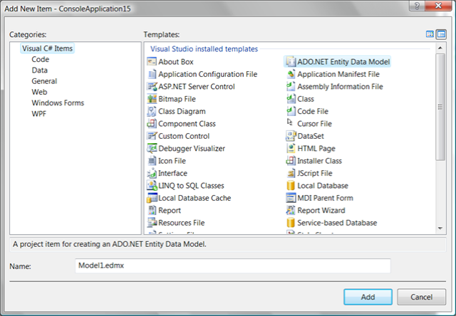 Entity Framework How To Create An Edmx File In Visual Studio Not Able ...